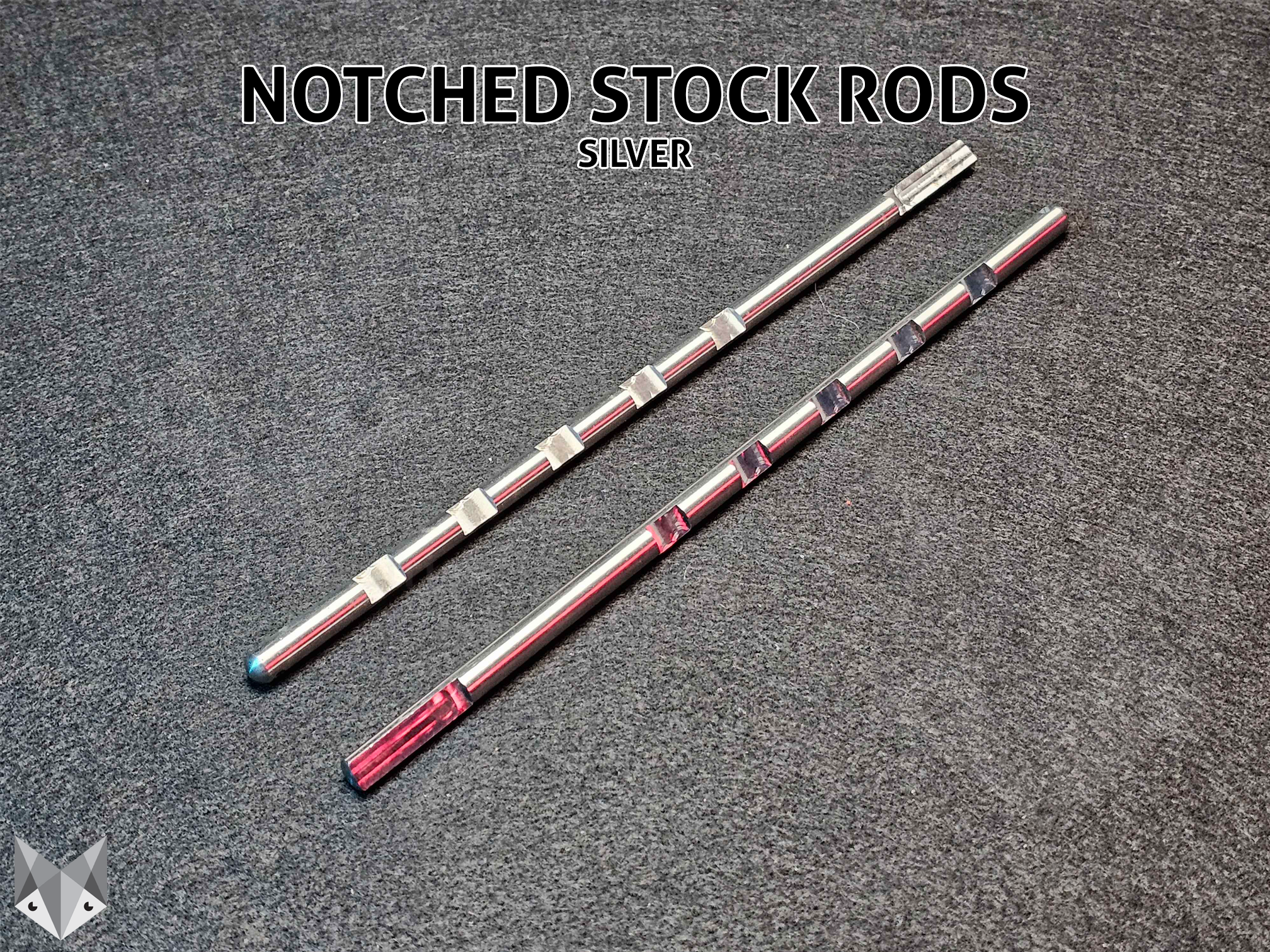 Notched Rod for Extending Stocks - Pair